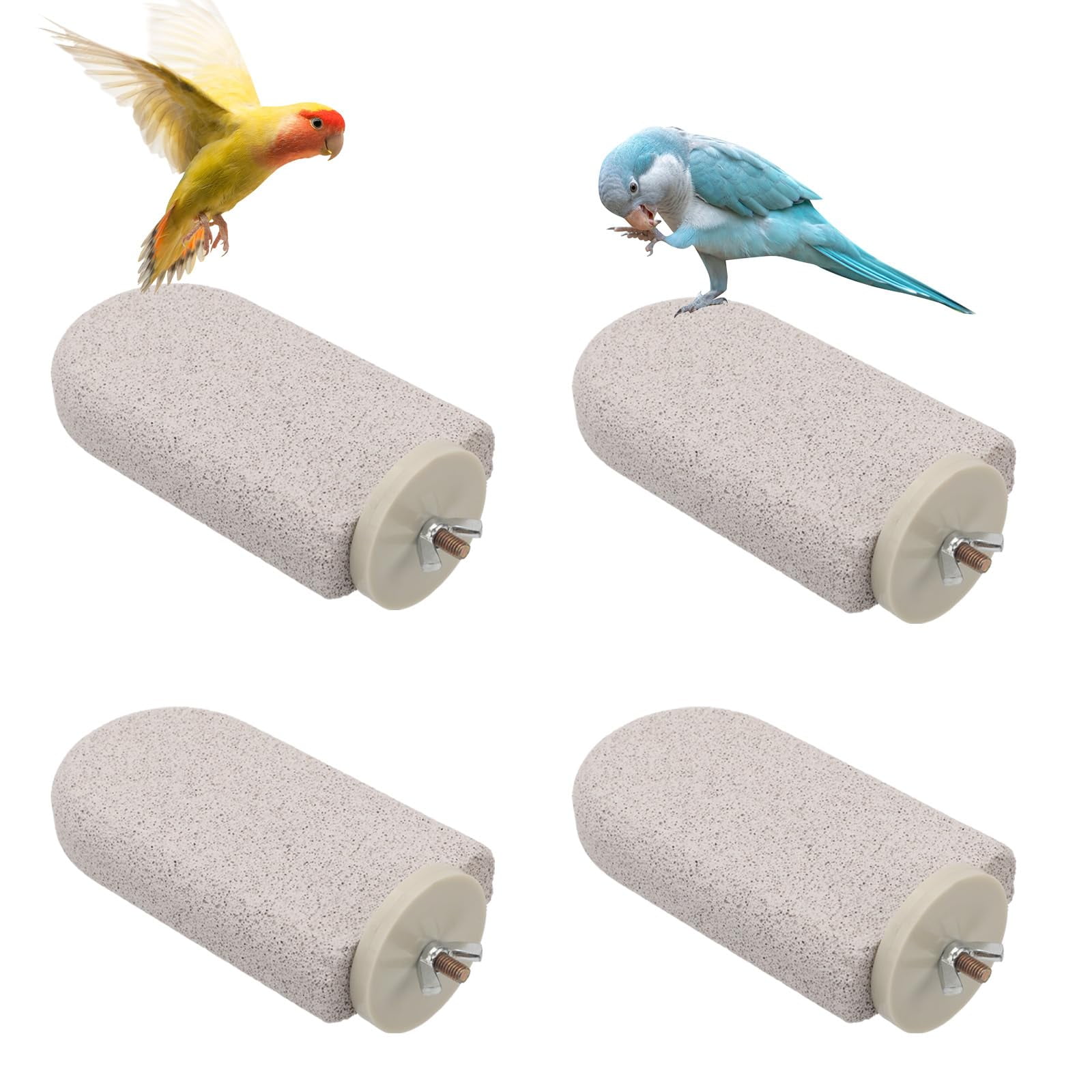 4pcs Bird Perch Stands, Beak Grinding Stone Parrot Calcium Perch Foot ...