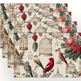 4pcs, Birds and Birdcages Botanical Style Placemats, Fashion Print ...