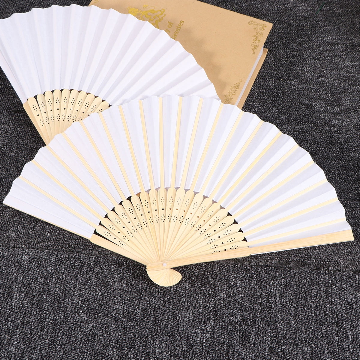 OUNONA Blank White Paper Folding Fans for DIY Crafts and Decorating 4 ...