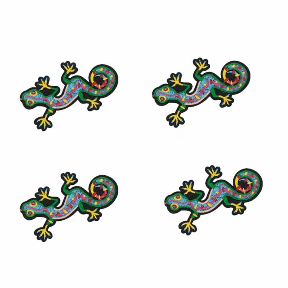 4pcs Blue Chameleon Lizard Embroidered Patches for Clothing and ...