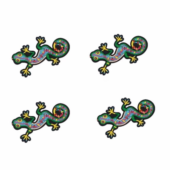 4pcs Blue Chameleon Lizard Embroidered Patches for Clothing and ...