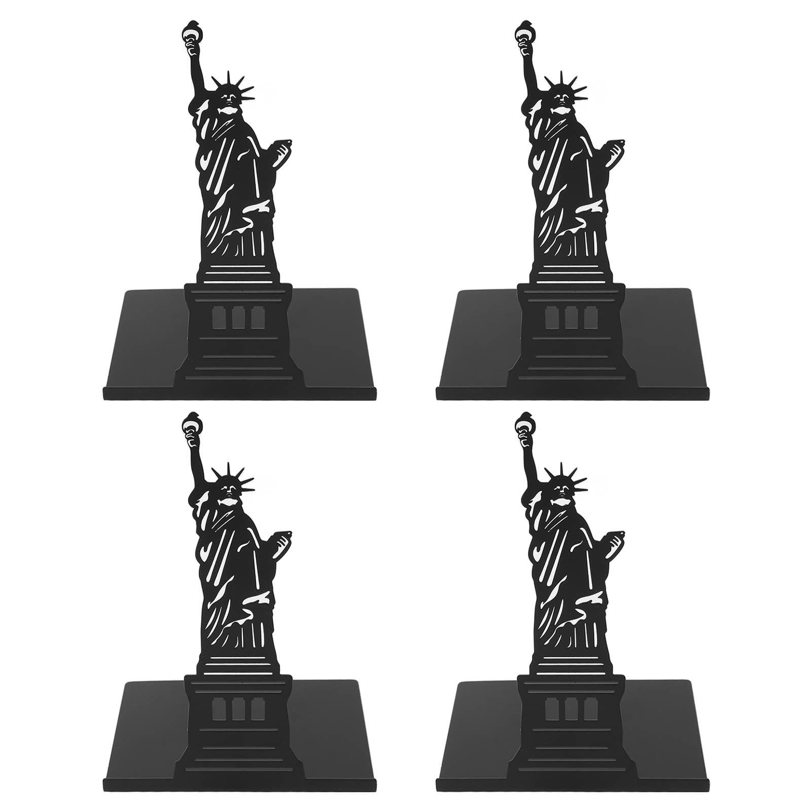 4pcs Bookends Architectural Style Metal Structure Classic Black Rounded Edges Foam Pads Slim ...