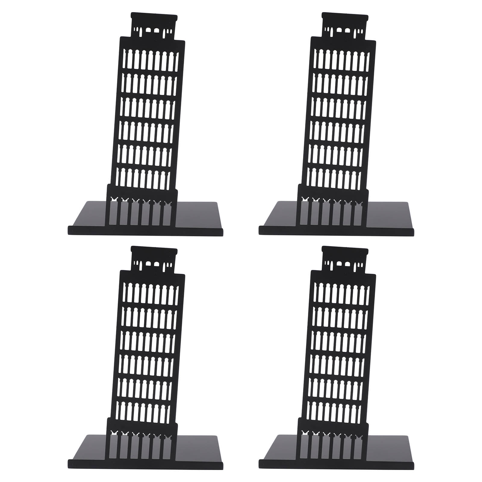 4pcs Bookends Black Architectural Style Decorative Non Slip Metal ...