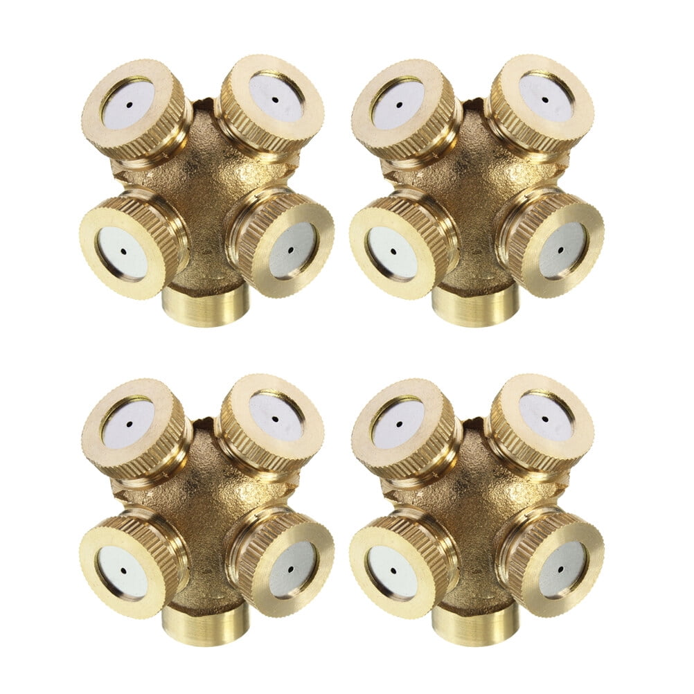 4pcs Brass 4 Hole Mist Spray Nozzle Agricultural Water Sprayer Nozzles Garden Sprinkler Lawn