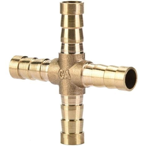 4pcs Brass Cross 4 Way Pipe Joint Fittings Barbed Connector Air Water ...