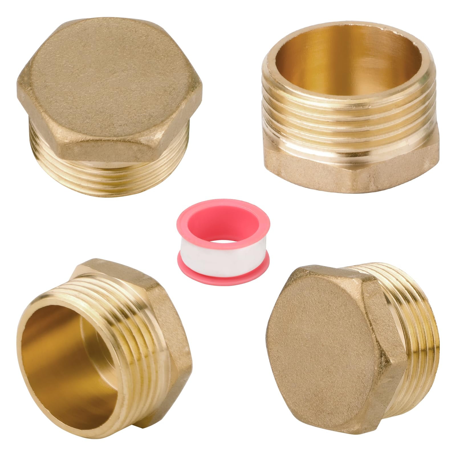 4pcs Brass Faucet Cap, 3/4in Garden Hose Caps Female Water Hose End ...
