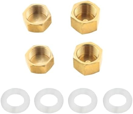 4pcs Brass Pipe Caps with Rubber Washers 3/8 inch NPT Female Pipe Plugs ...