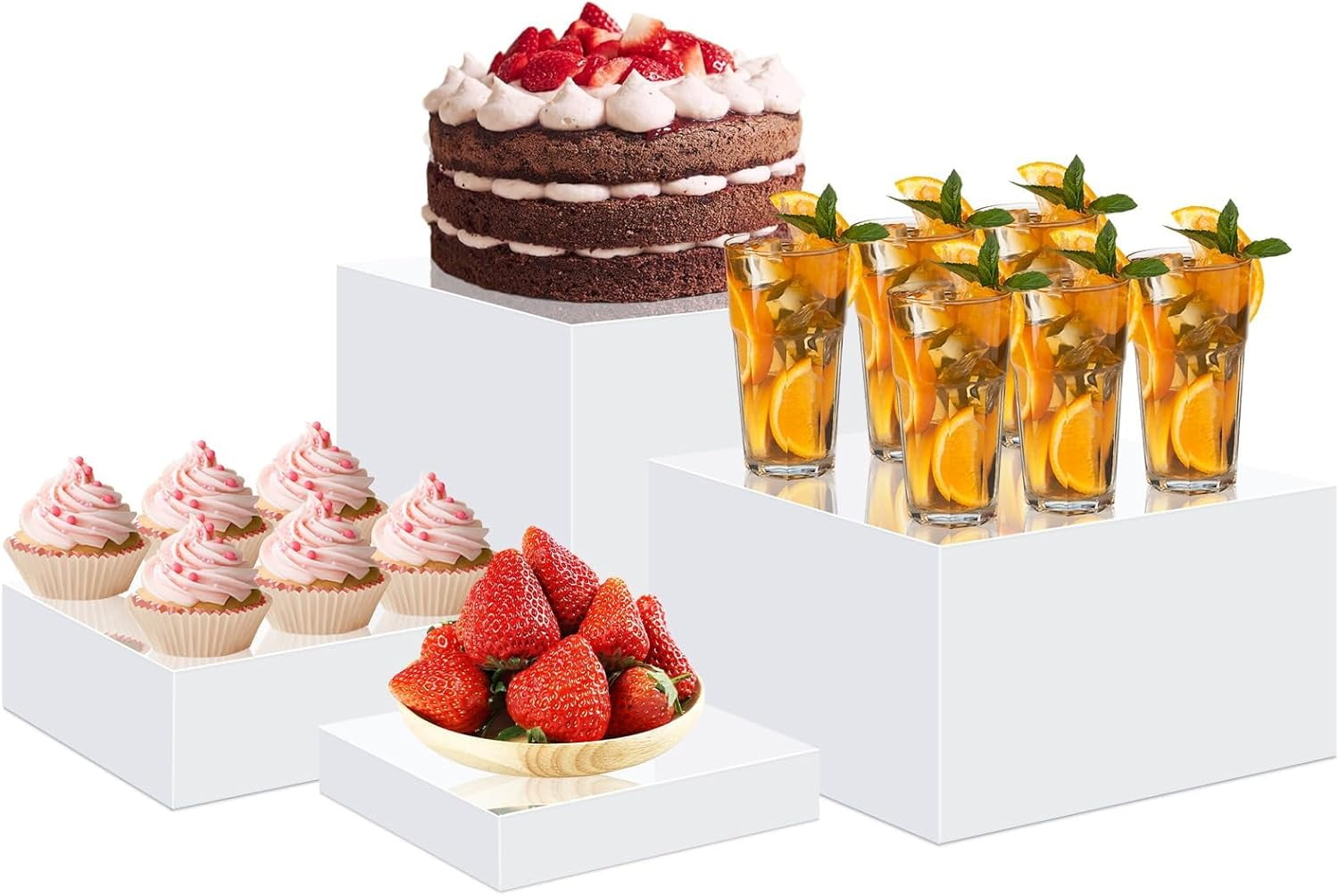 4pcs Buffet Risers, Food Display Stands for Buffet Table, Acrylic ...