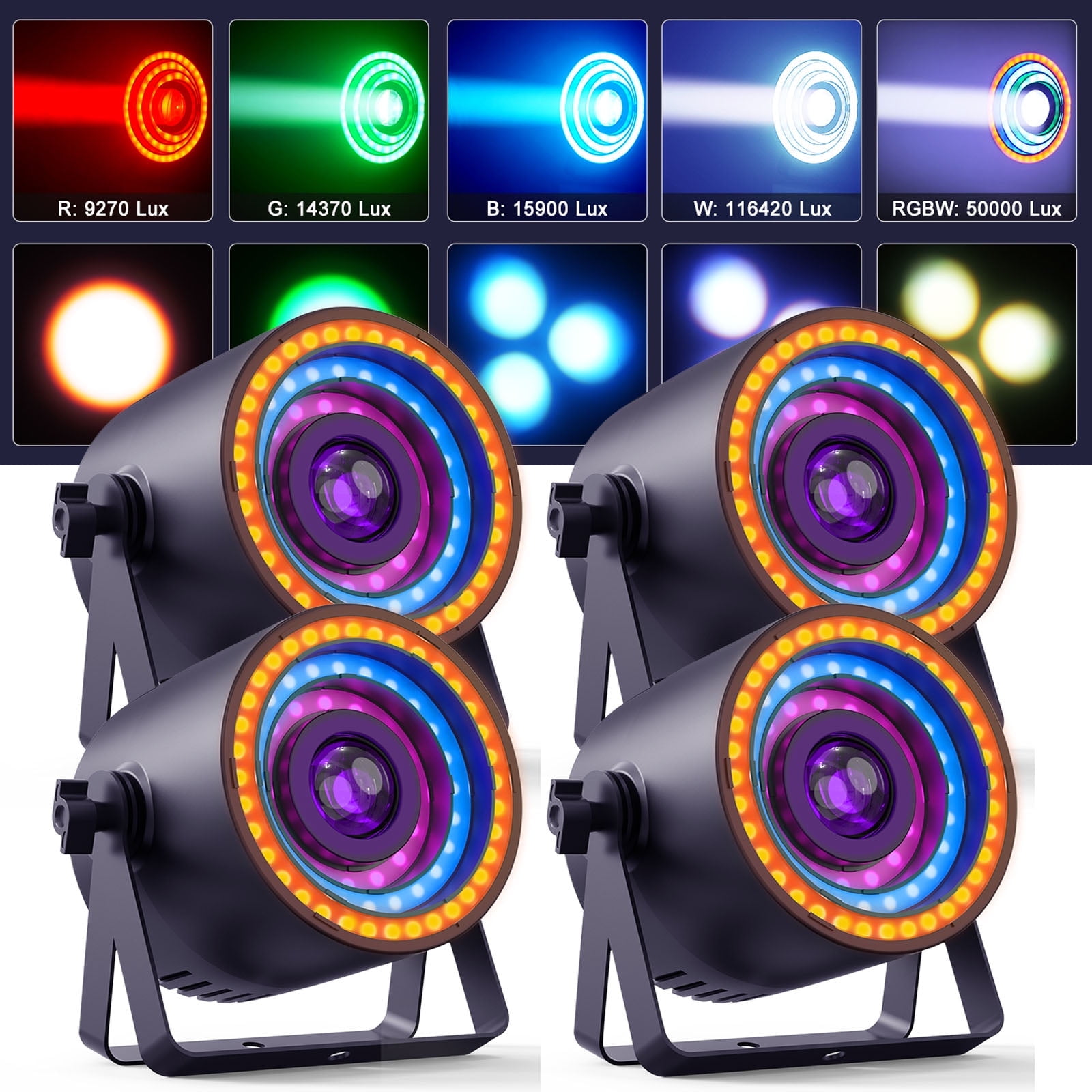 4pcs Bulb SMD Par Light, RGBW 4 in 1 LED Stage Lighting Outdoor DJ ...