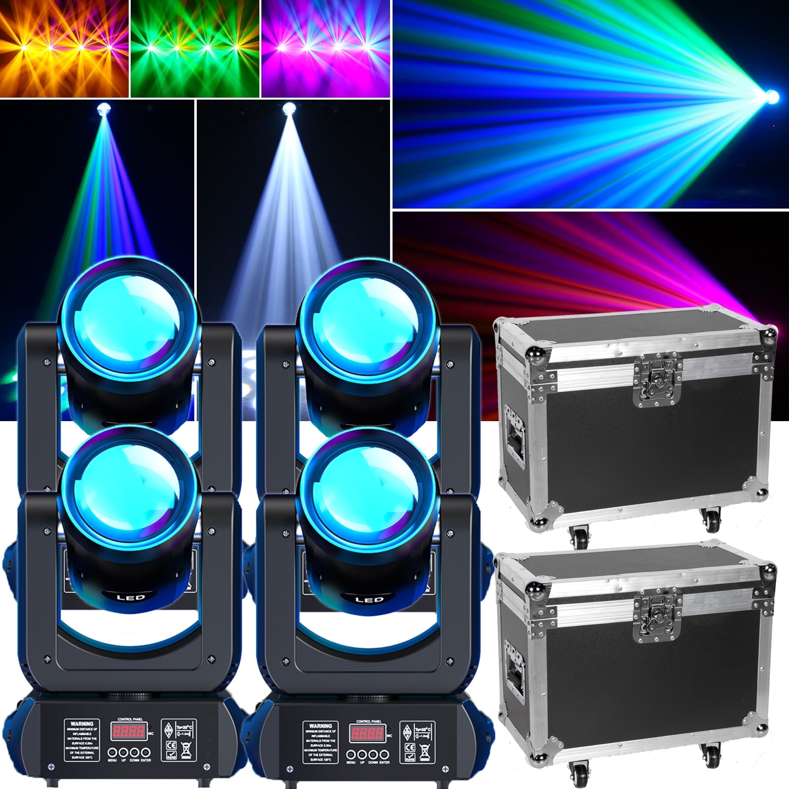 4pcs COB LED Moving Head Lights,8 GOBO 8 Colours Rotating 6+12 Prism DJ ...