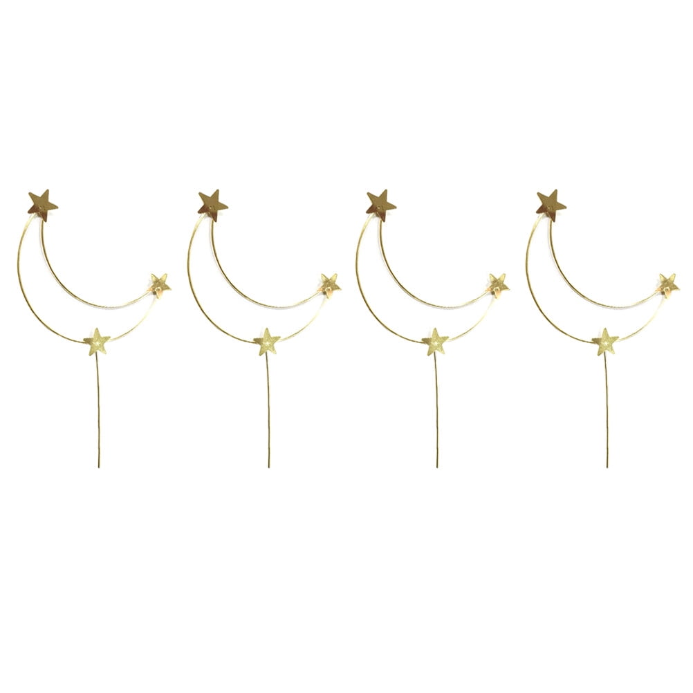 4pcs Cake Topper Stars Moons Picks for Birthday Wedding Party Cake ...