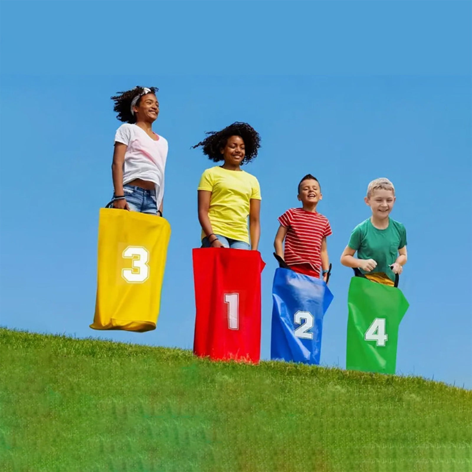 4pcs Canvas Jumping Bags, Kids Sack Race Game, Numbered Hopping Bags ...