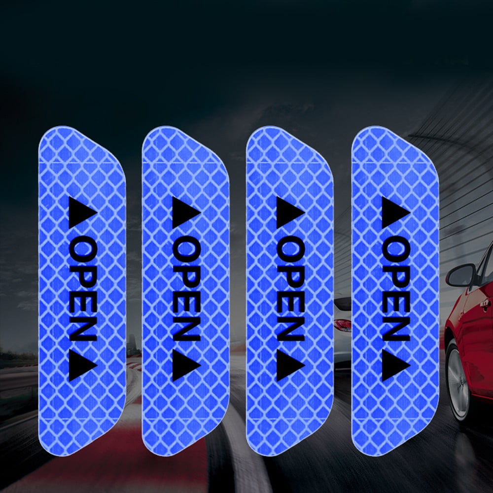 4pcs Car Door Stickers Universal Tape Safety Mark OPEN High Reflective ...