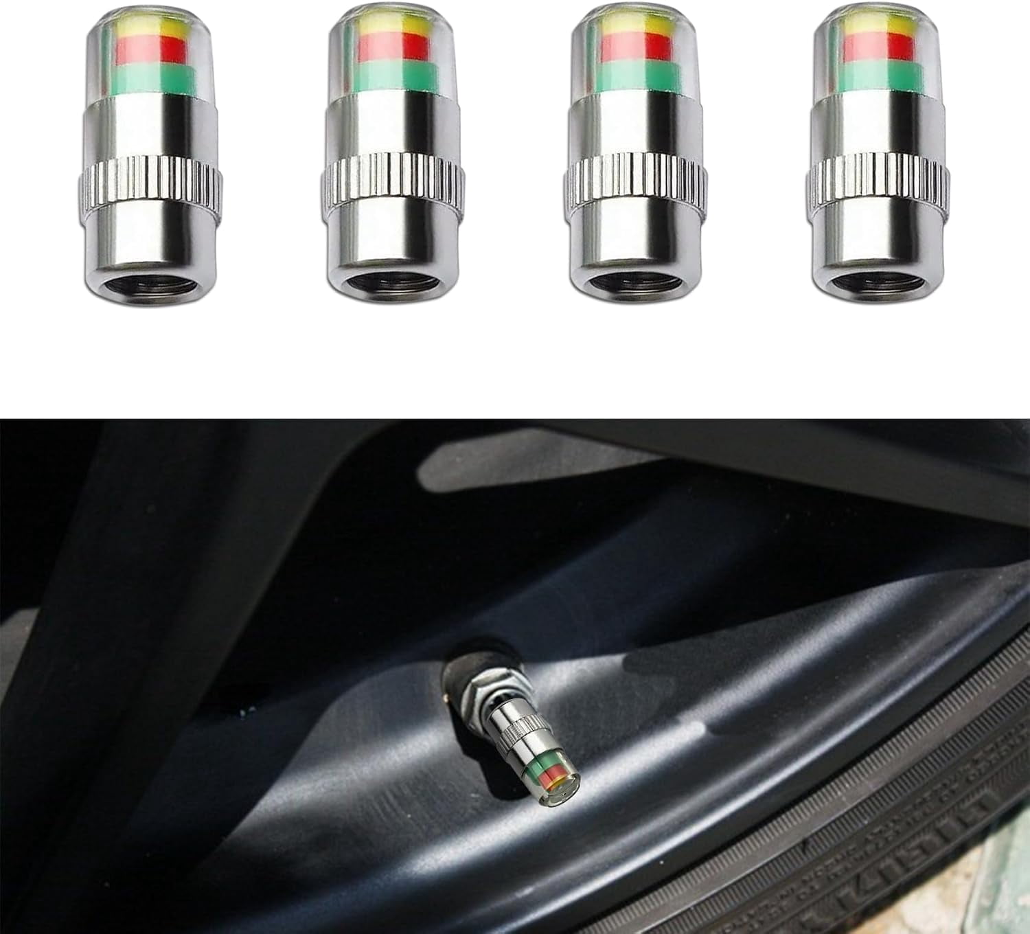 4pcs Car Tire Pressure Monitor Valve Stem Caps, 2.4Bar 36PSI Car Tire ...
