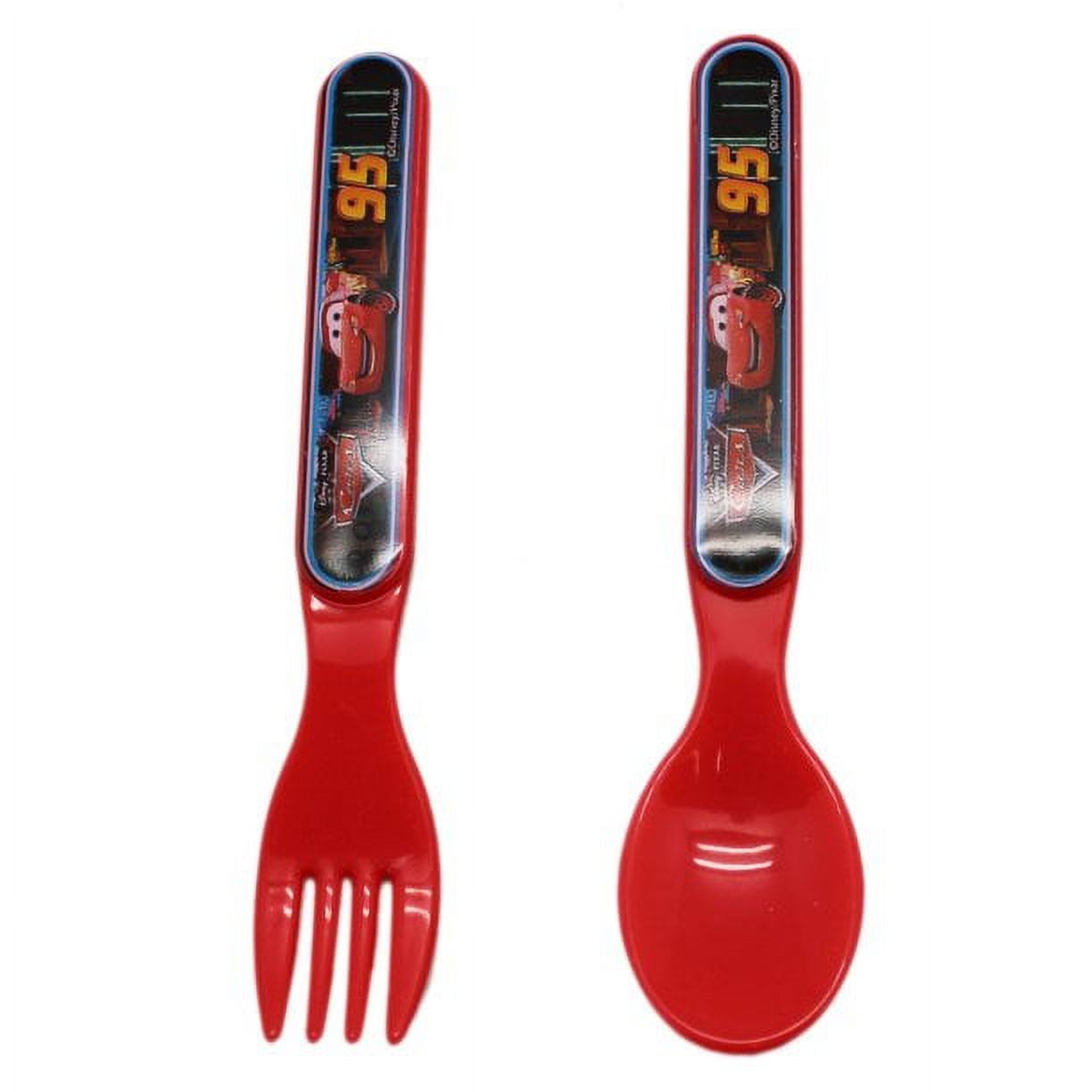 Disney 4-Piece Lightning McQueen Red Kids Flatware Set, Spoon and Fork ...