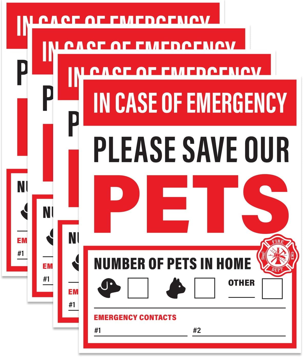 4pcs In Case of Emergency Save Pets Sticker | Pet Fire Rescue Sticker ...