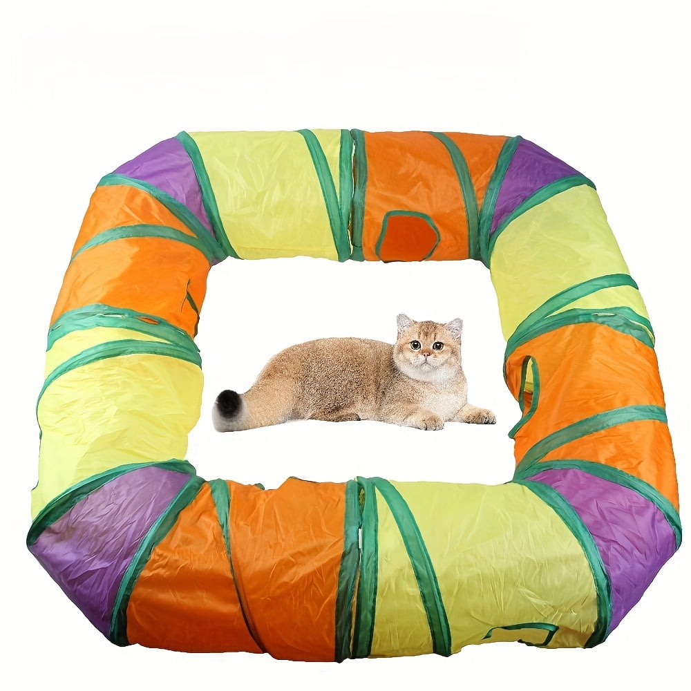 4pcs Cat Tunnel Set - L-Shaped Cat Drill Bucket Toy Included, Foldable ...