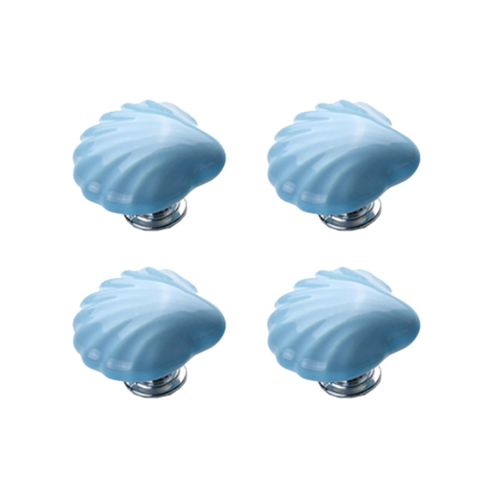 4pcs Ceramic Shell Knobs Sea Style Pull Handle Unique Door Knobs Furniture Door Handles for ...