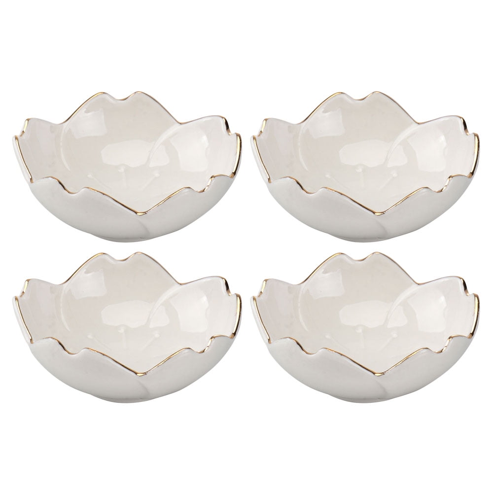 Tineasur 4-Pack White Ceramic Vinegar Bowls and Small Plates for Home ...