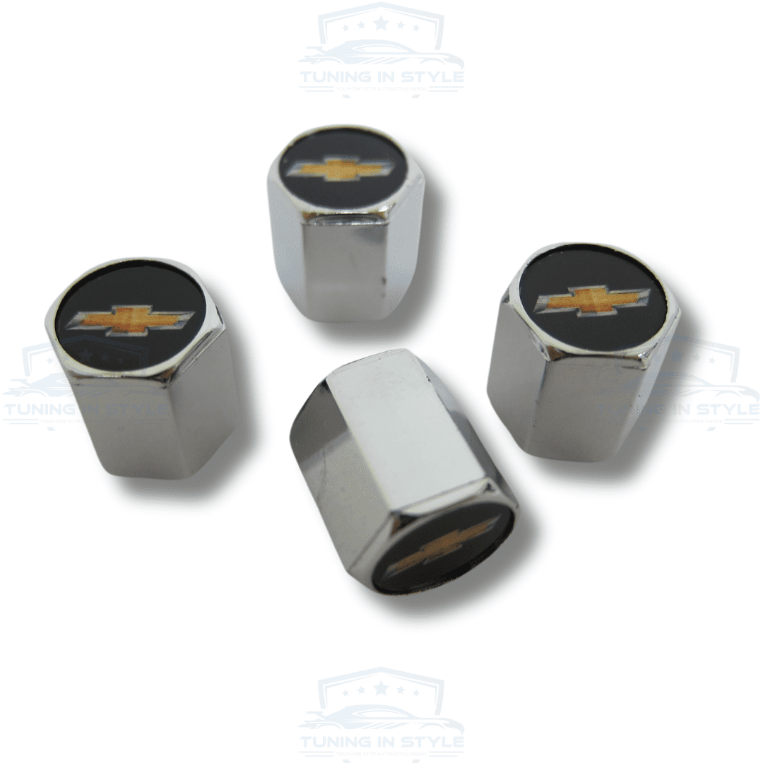 4pcs Chevrolet Gold Bowtie Logo Chrome Tire Stem Valve Caps Official ...