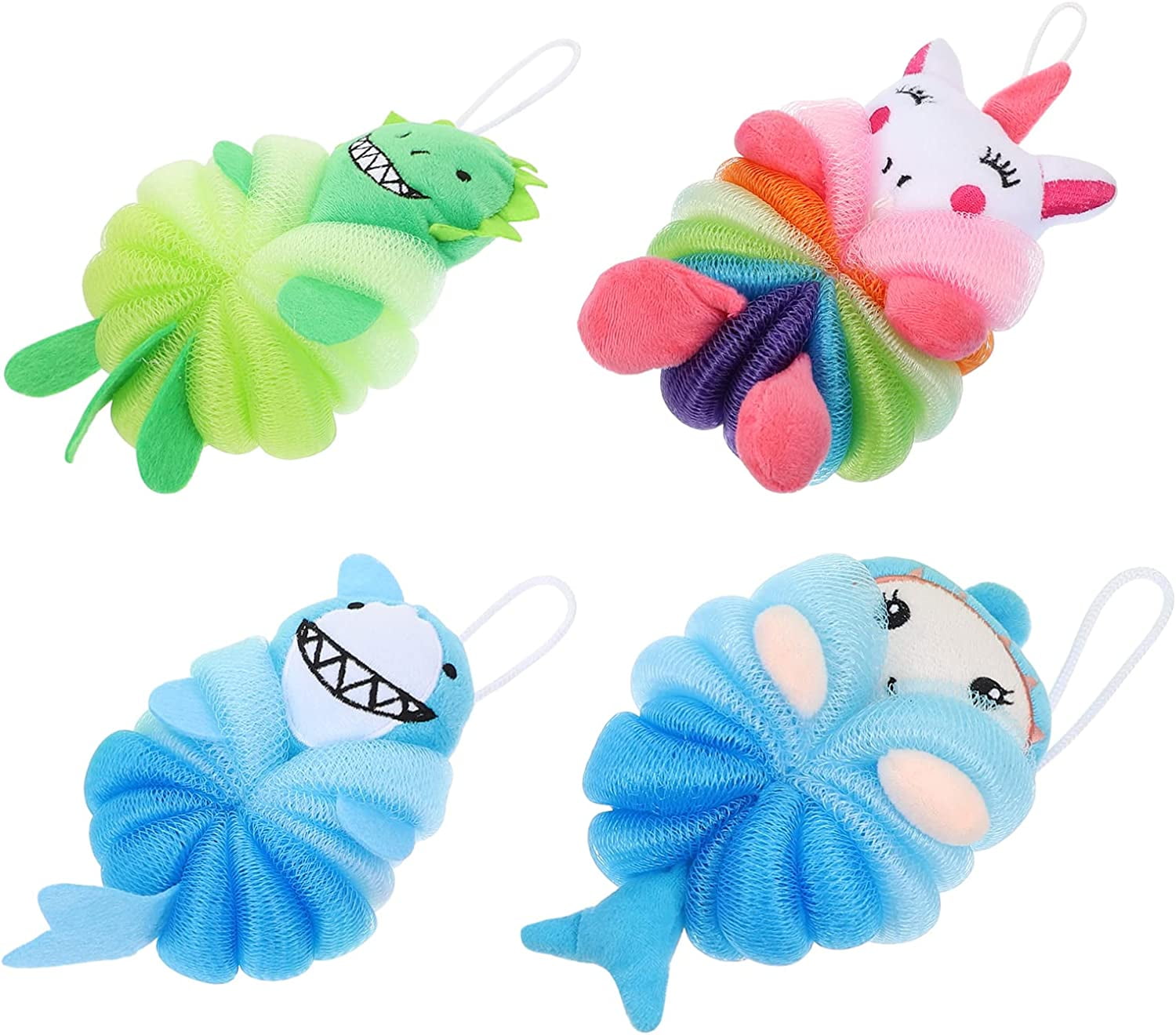 4pcs Children Adorable Loofah: Kids Bubble Supple Shower Tools ...