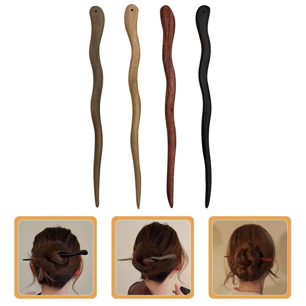4pcs Chinese Hairpin Hair Chopsticks Hanfu Pins Bun Women Wood Hair ...