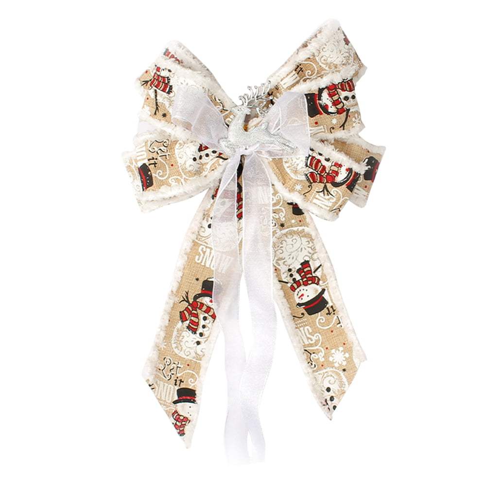 4pcs Christmas Bows Large Ribbon Bowknot Christmas Tree Topper Wreaths ...