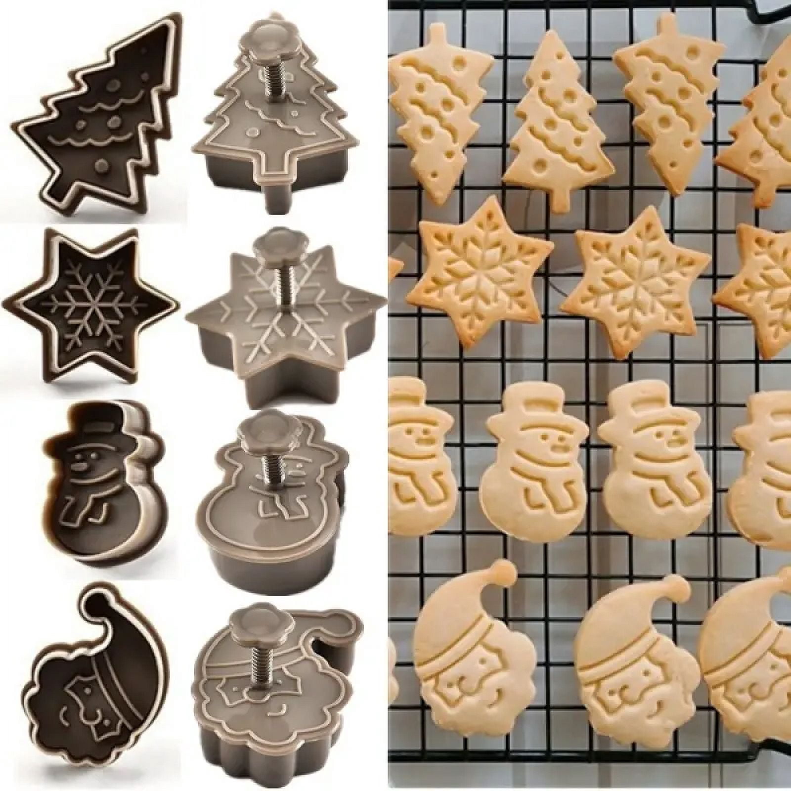4pcs Christmas Cookie Cutter Set - Snowman, Snowflake, Christmas Tree ...