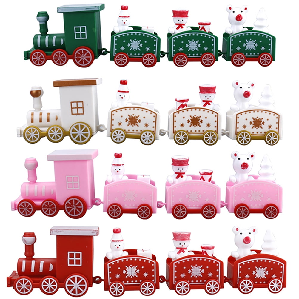 Christmas Mini Train Decor Set of 4 Plastic Toys for Kids Party ...
