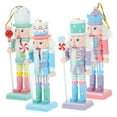 4pcs Christmas Nutcracker Ornaments Wood Hanging Nutcrackers Small ...