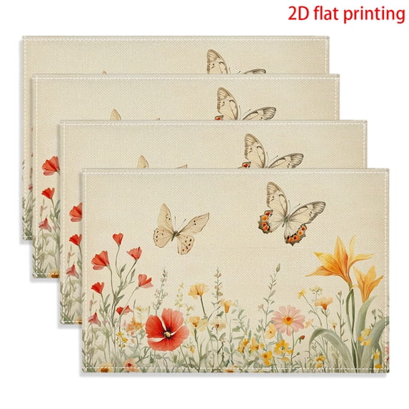 4pcs, Classical and elegant butterflies and bouquets of flowers Pattern ...