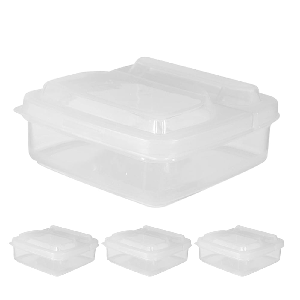 4pcs Clear Cheese Container with Lid for Refrigerator Freshkeeping ...
