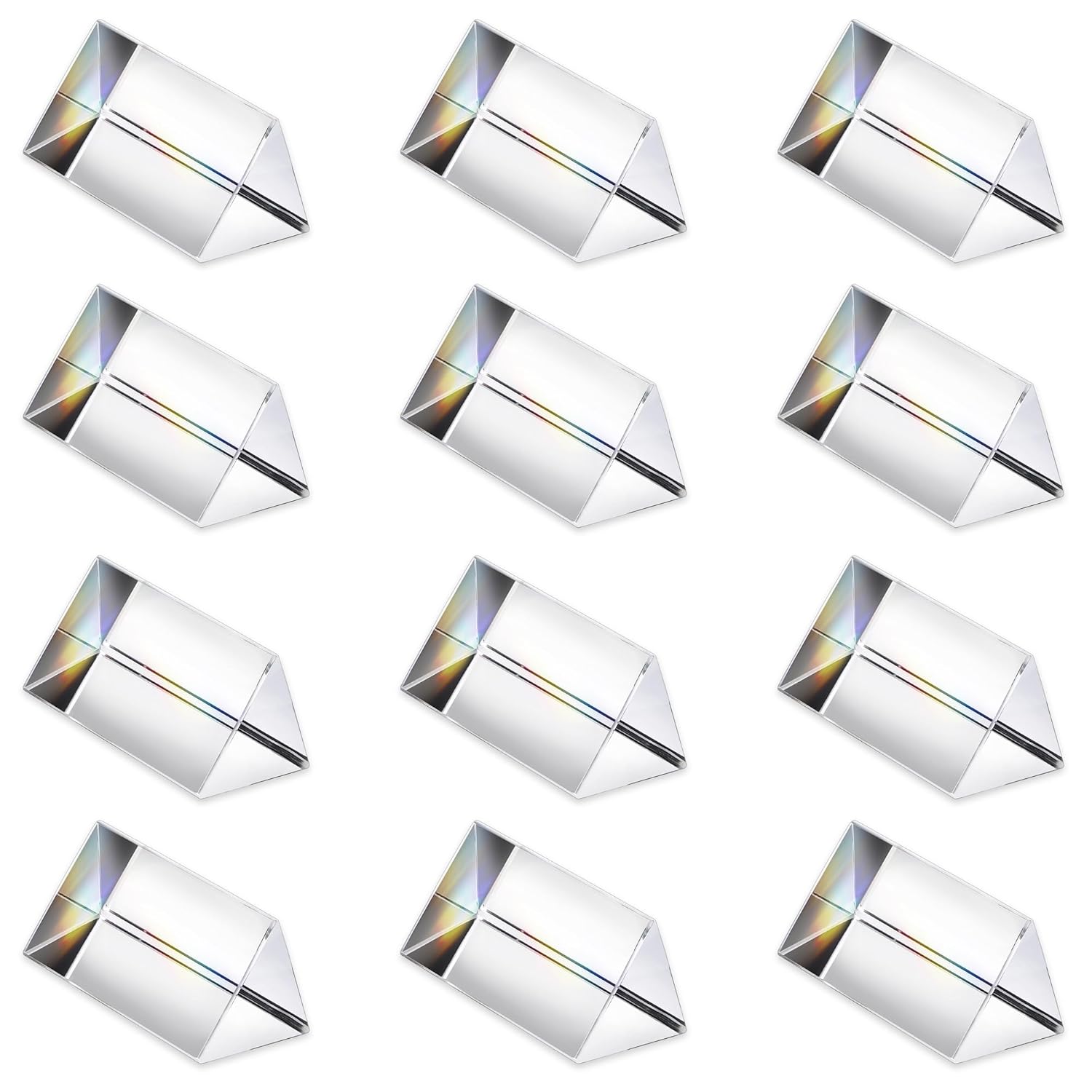 4pcs Clear K9 Crystal Triangular Prism for Photo Rainbow Lights Crystal Optical Prisms Glass ...