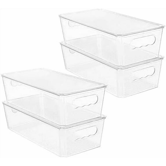 4pcs Clear Organizers and Storage Bins with Lids, Stackable Plastic ...