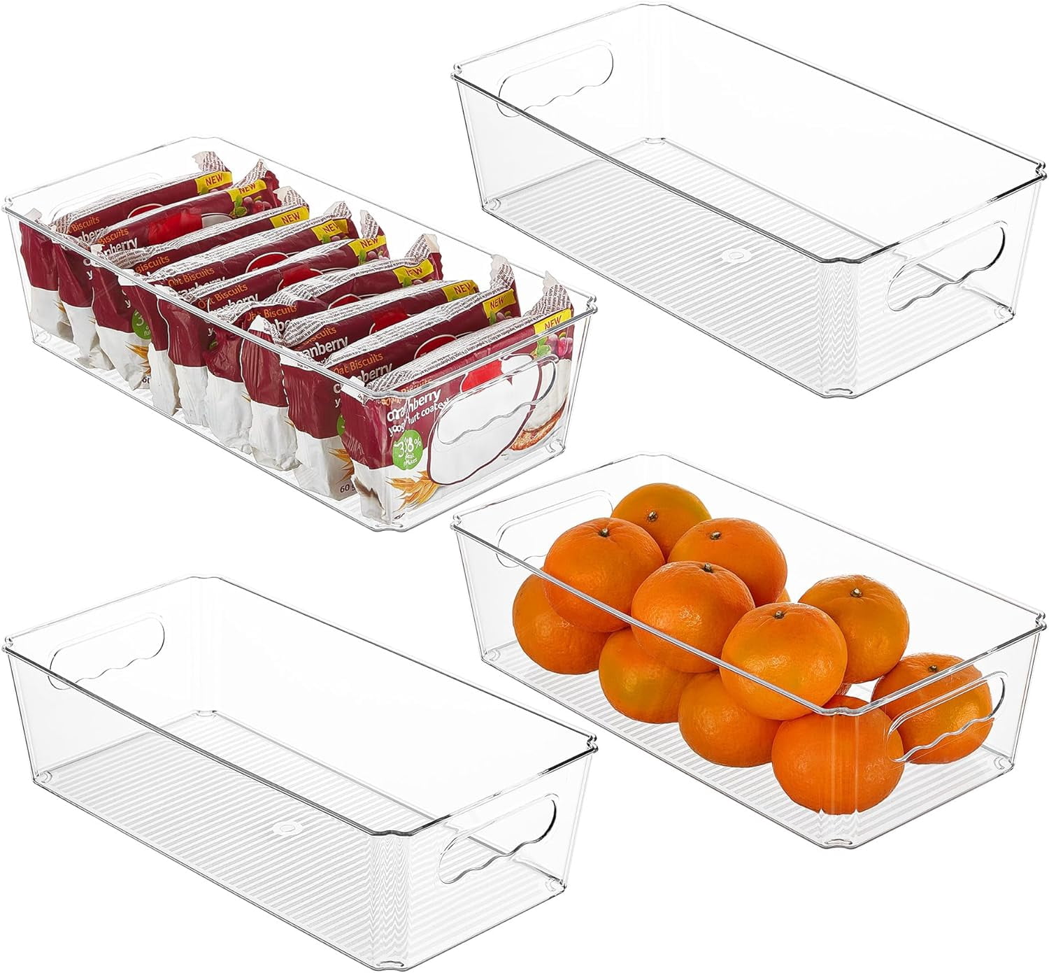 4pcs Clear Organizers and Storage Bins, Plastic Storage Containers with ...