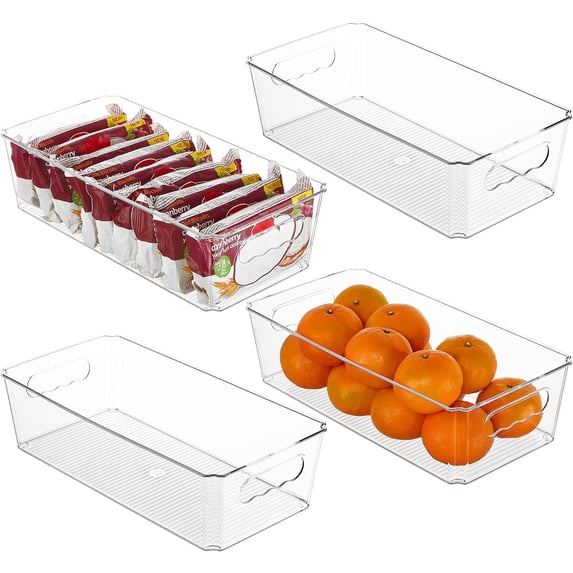4pcs Clear Organizers and Storage Bins, Plastic Storage Containers with ...