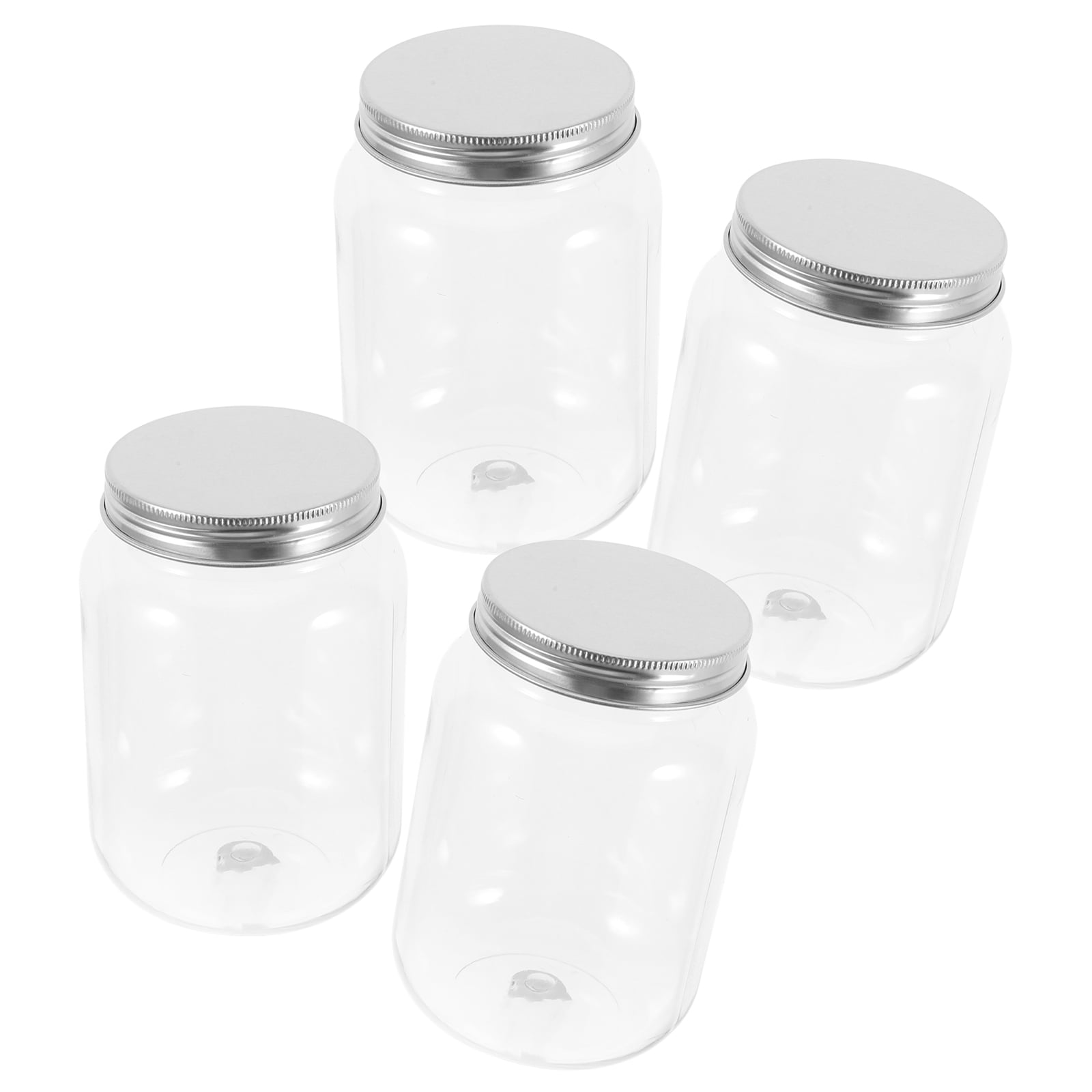 4pcs Clear Plastic Jars With Lids Refillable Containers Kitchen Storage ...