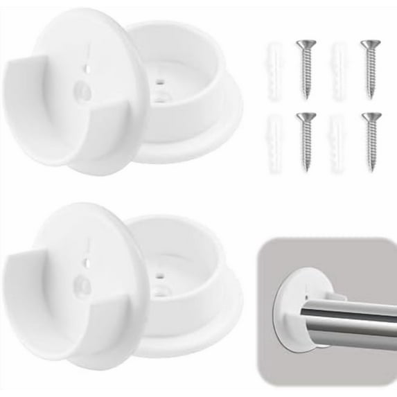 4pcs Closet Pole Sockets, White Closet Rod Holders - Heavy Duty Solid ...
