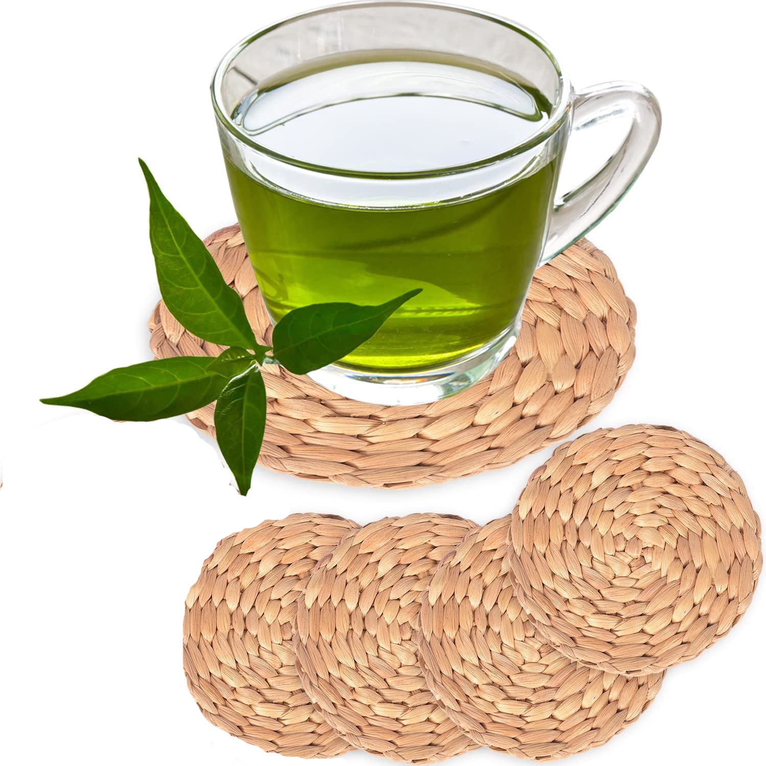 4pcs Coasters for Drinks, Water Hyacinth Coasters for Coffee Table ...