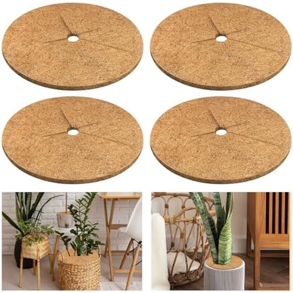 4pcs Coconut Fiber Mulch Ring Tree Plant Protector Mat, 14 Inch Natural ...