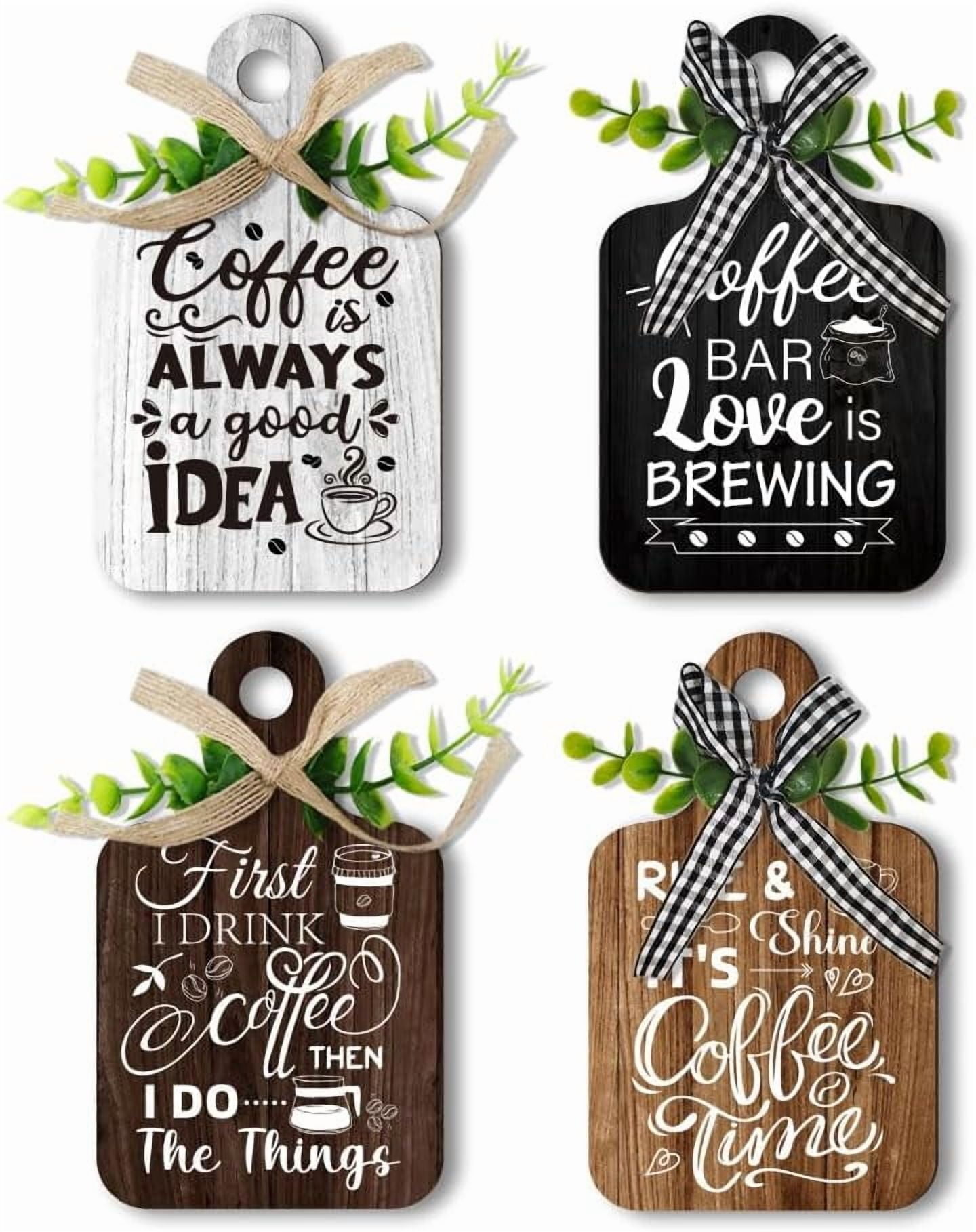 4pcs Coffee Sign Coffee Bar Decor Wooden Sign for Coffee Station Coffee ...