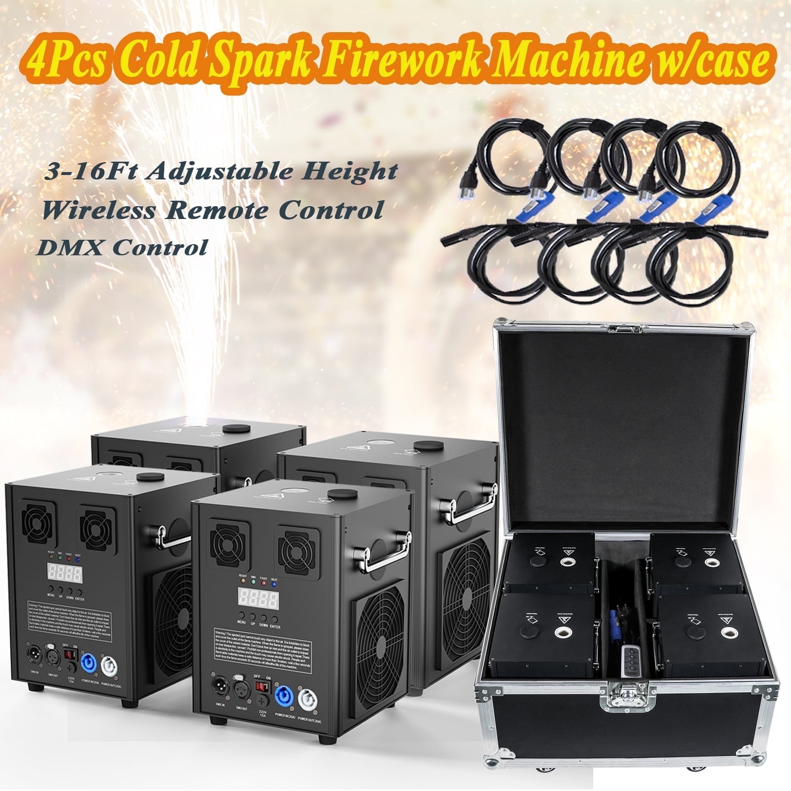 4pcs Cold Spark Firework Machine with Flight Case, DMX Control DJ ...
