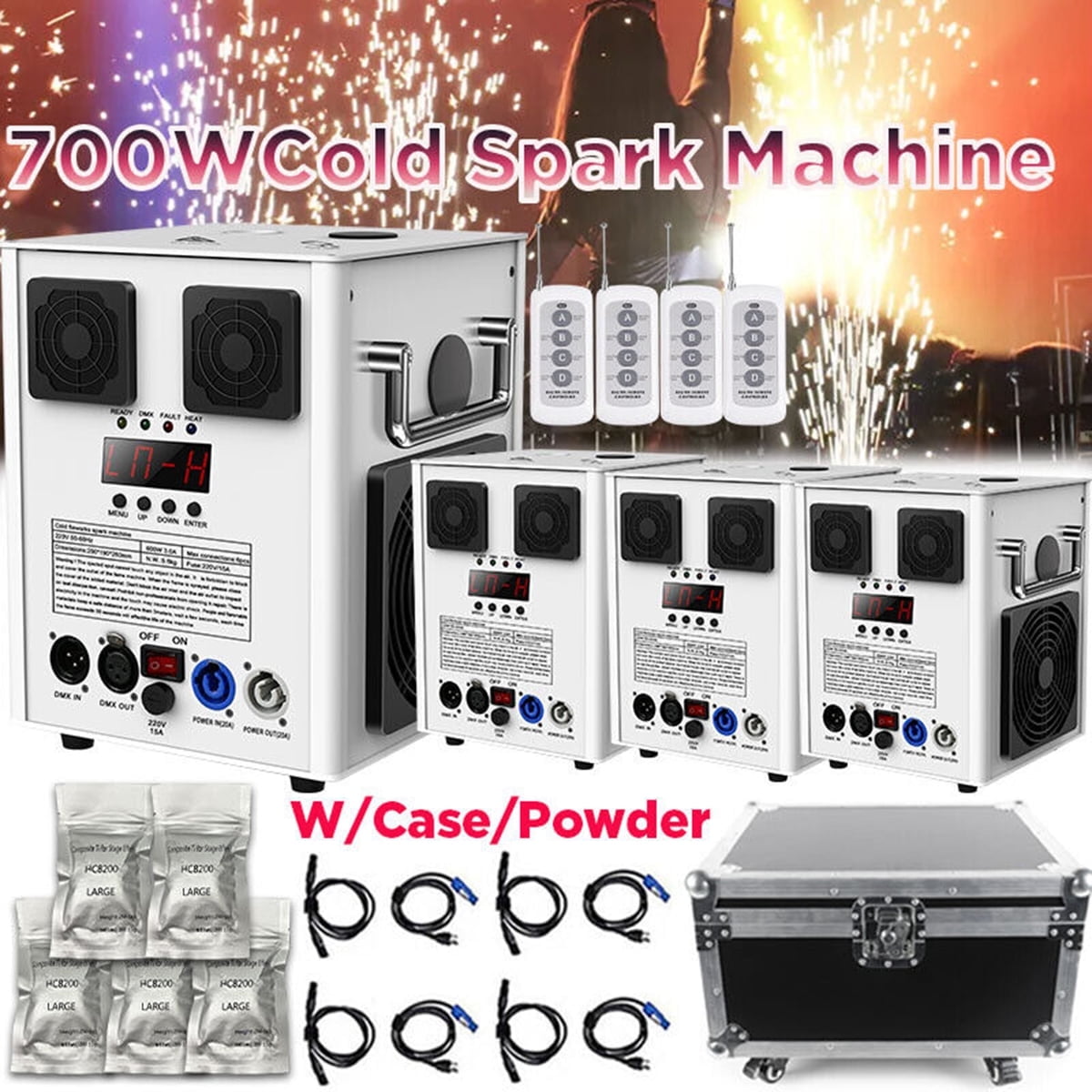 4pcs Cold Spark Machine with Case, Ti Powder for Stage Party, Disco ...