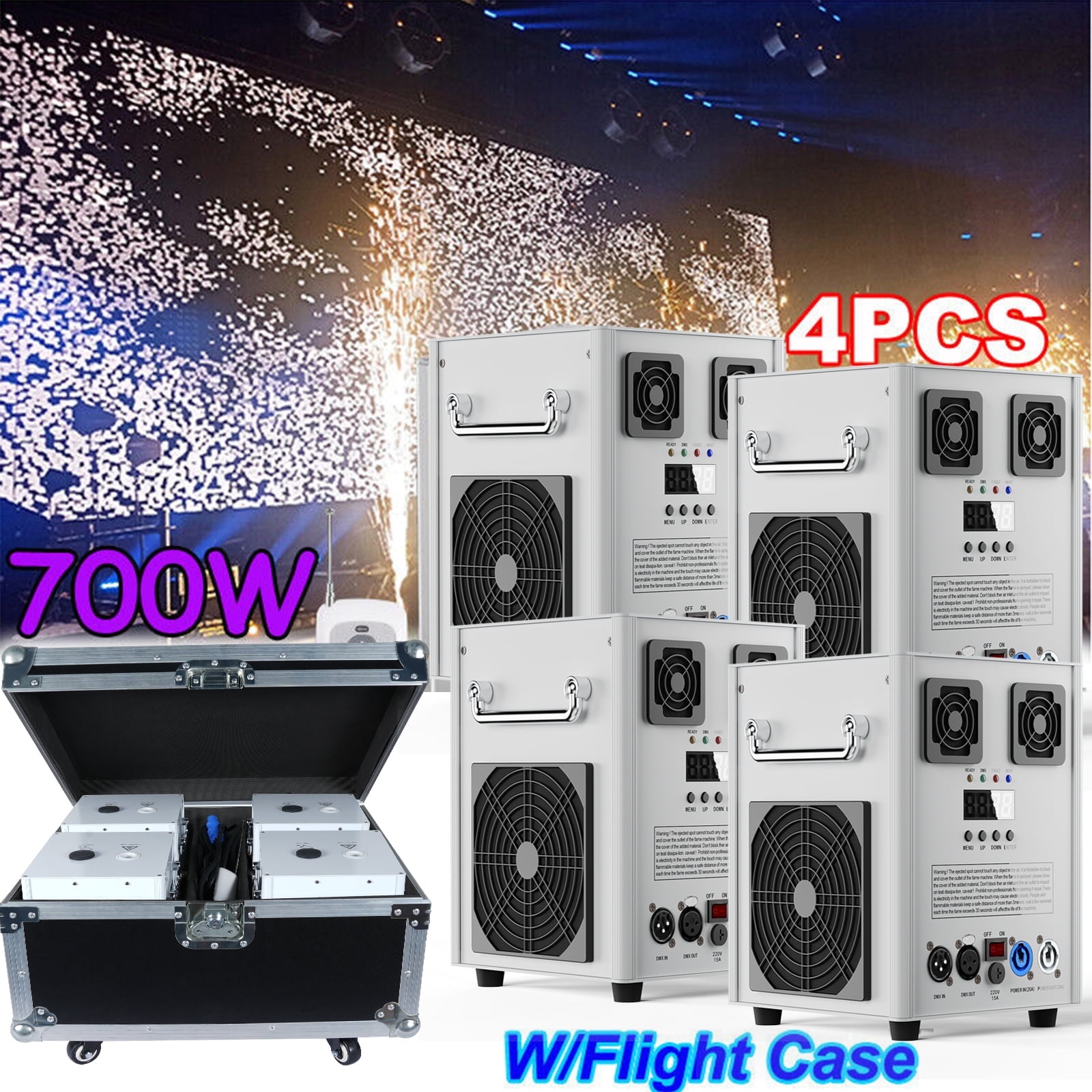 4pcs Cold Spark Machine with Flight Case Stage Party Disco Wedding ...
