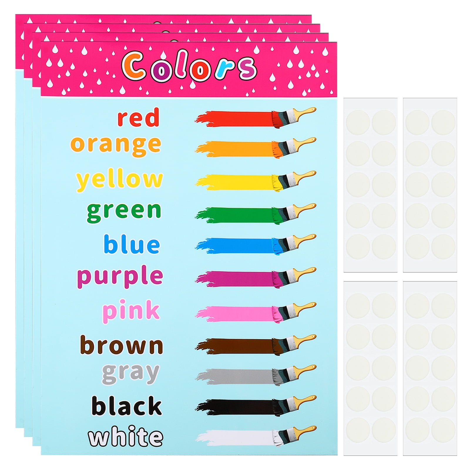 4pcs Color Chart, 11x16inch 11 Colors Chart Poster Color Words Tables ...