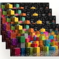 4pcs, Colorful Cubes Christmas Placemats, Fashion Print Pattern Table ...