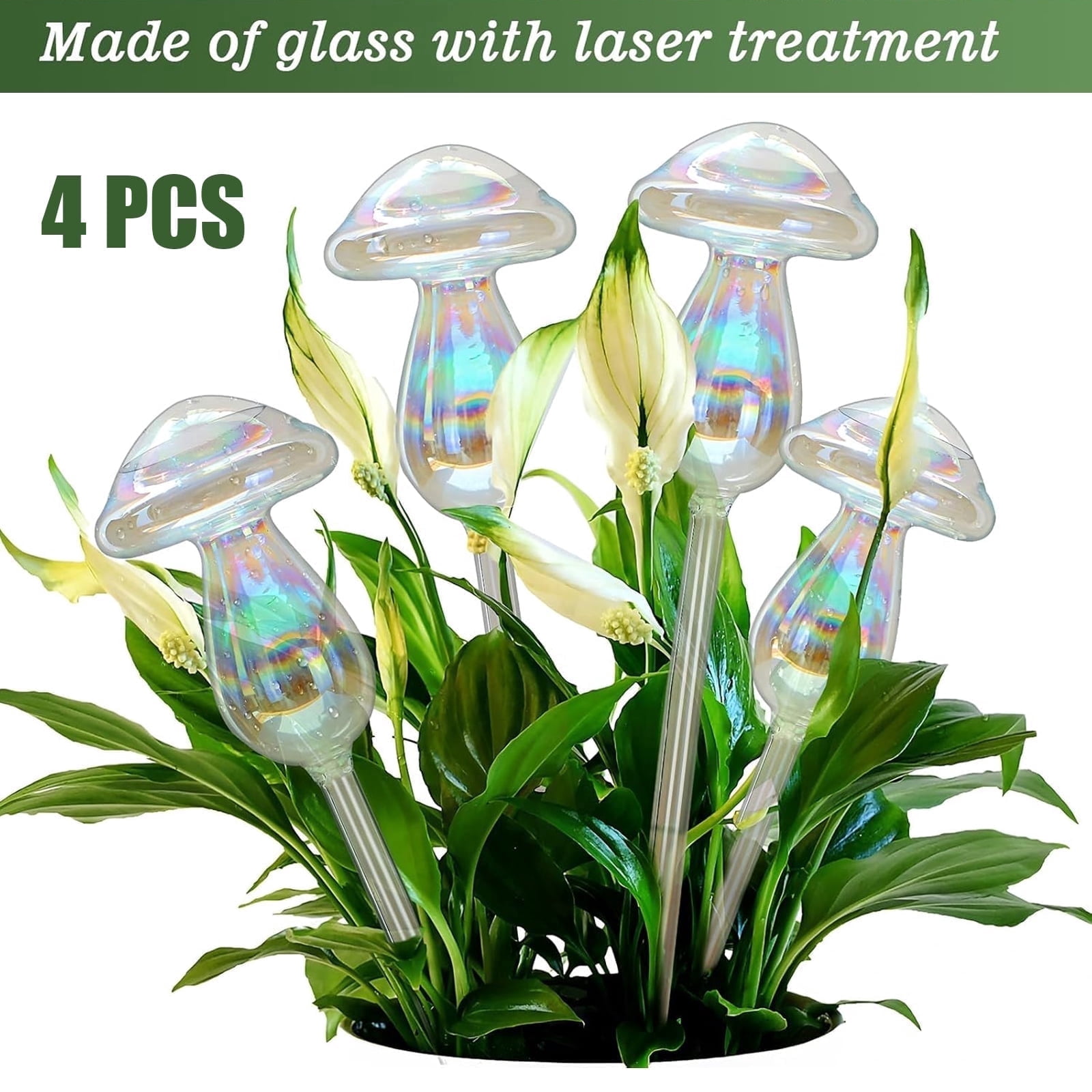 4pcs Colorful Mushroom Shape Glass Plant Watering Globes Self Watering ...