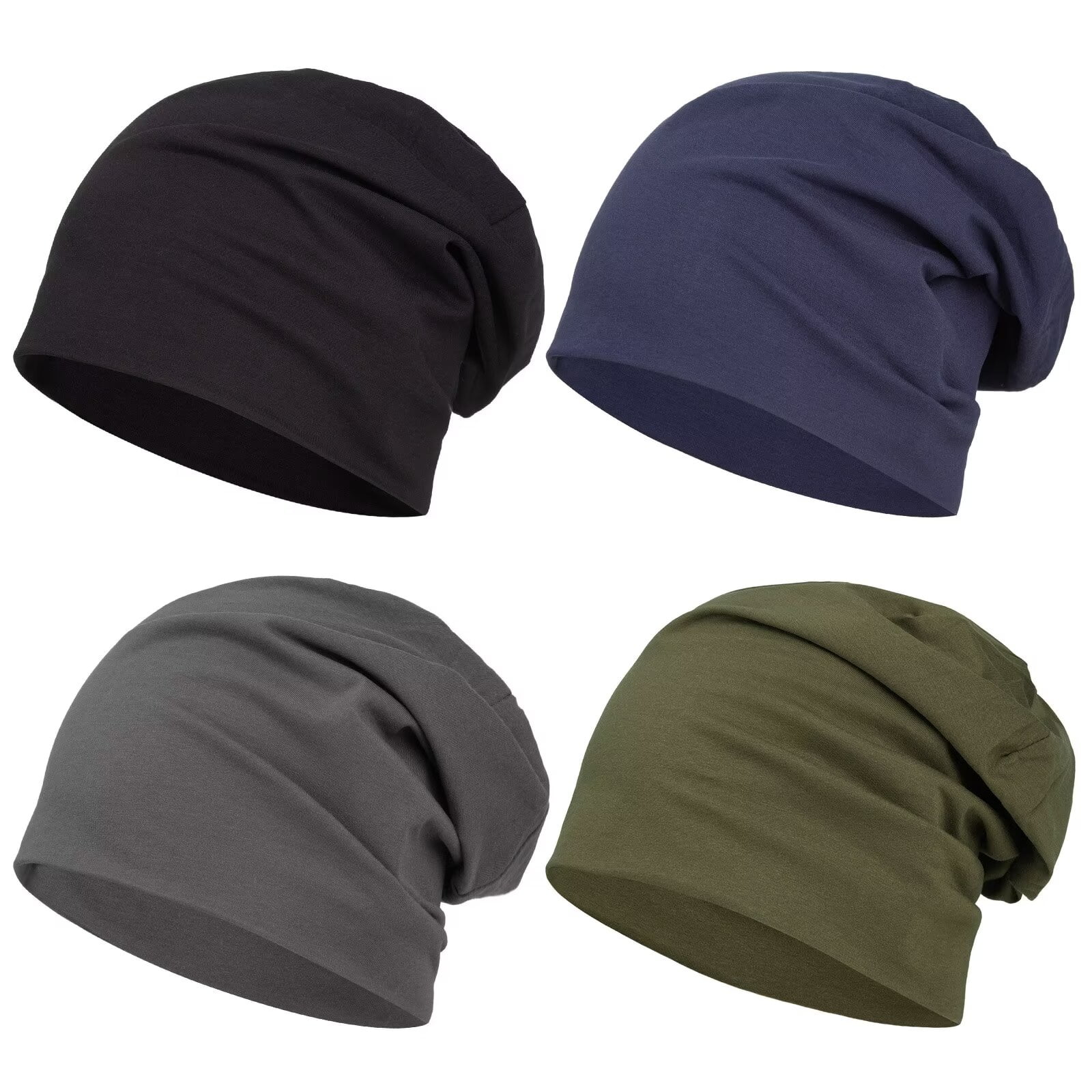 4pcs Cotton Beanie Hats for Men Women Stretchy Workout Cap, Helmet ...
