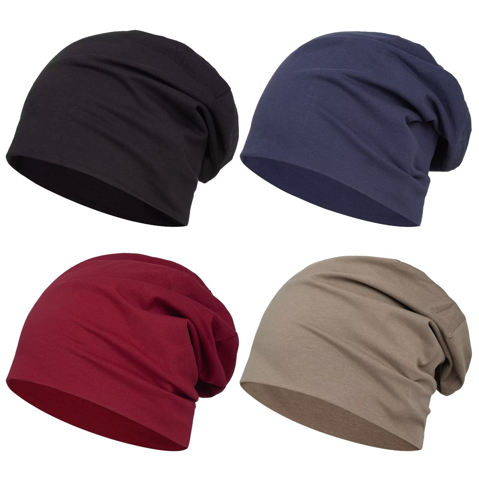 4pcs Cotton Beanie Hats for Men Women Stretchy Workout Cap, Helmet ...