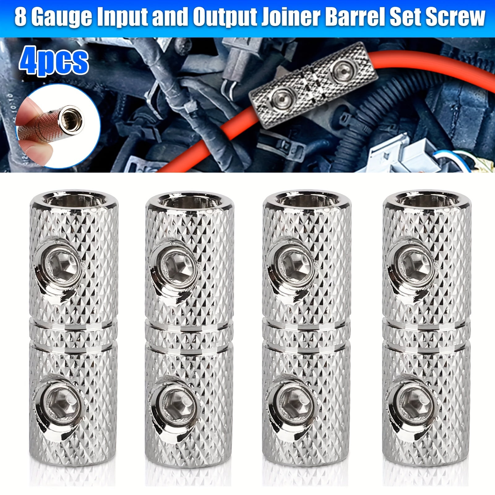 4pcs Coupler Terminal Butt Connector - 8 Gauge, with Set Screws, for ...